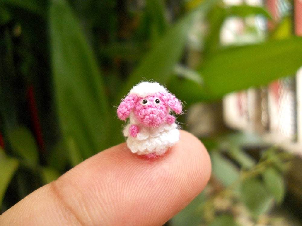 Cute Miniature Pink Sheep Micro Crochet Tiny Sheep Made to | Etsy
