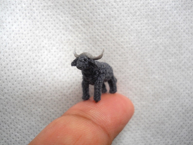 Micro Water Buffalo - Tiny Amigurumi Miniature Crochet Stuffed Animal ...