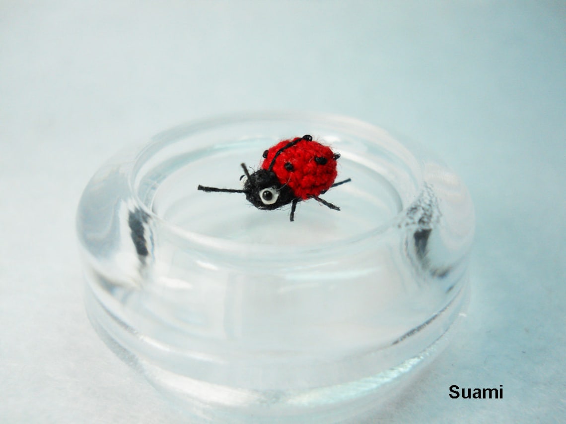 Micro Red Ladybug Micro Crochet Miniature Ladybug Made to - Etsy