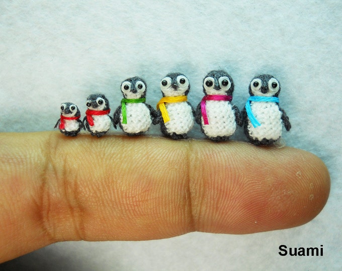 Micro Penguin Family 2 Tiny Miniature Penguins Set of Six Penguin ...