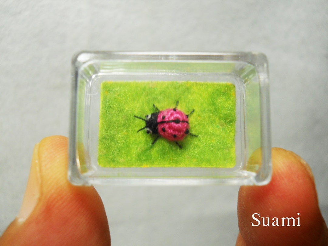 Micro Pink Ladybug - Tiny Crochet Miniature Ladybug - Made to Order - Etsy