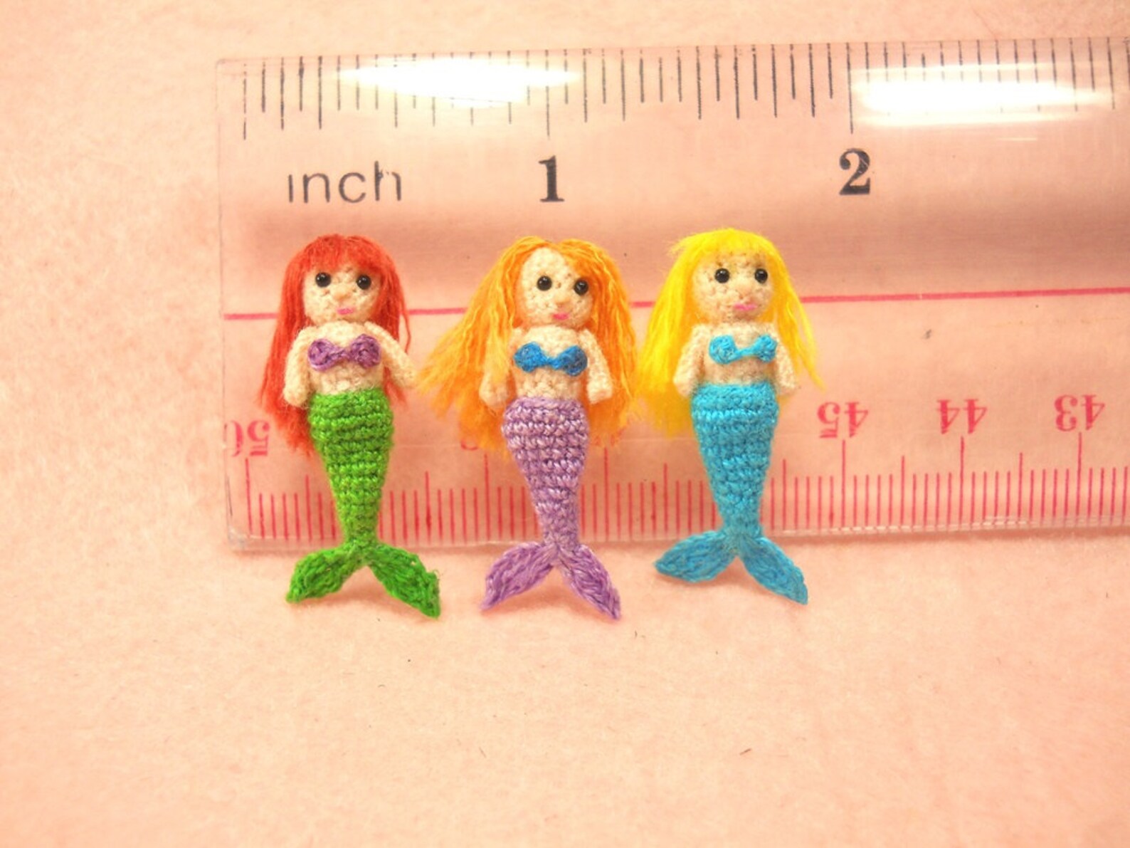 Micro Amigurumi Purple Mermaid Miniature Crochet Tiny doll | Etsy