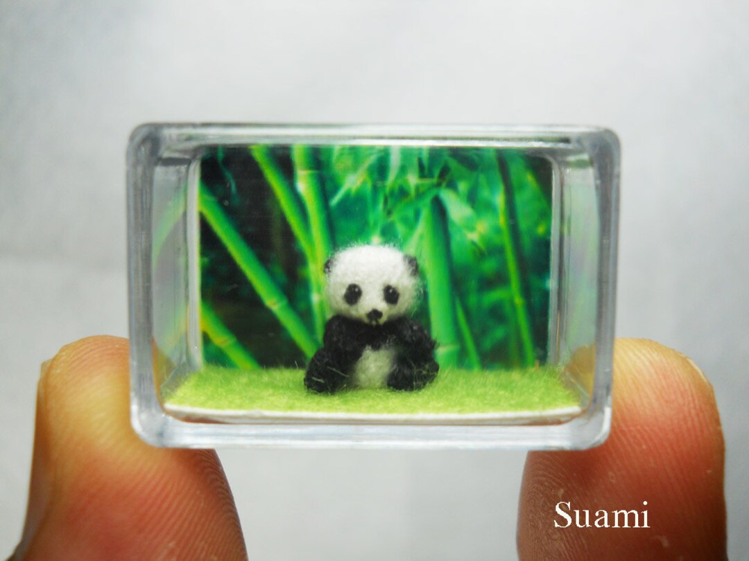 Micro Panda Bear 0.5 Inch - Tiny Crochet Amigurumi Miniature Micro ...