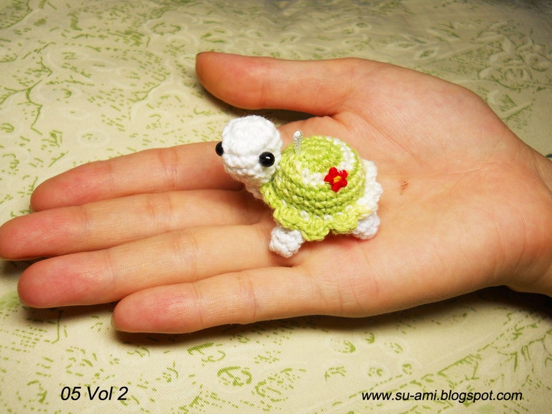 Crochet Turtle Charm: Tiny Cotton Amigurumi With Flower Shell - Etsy