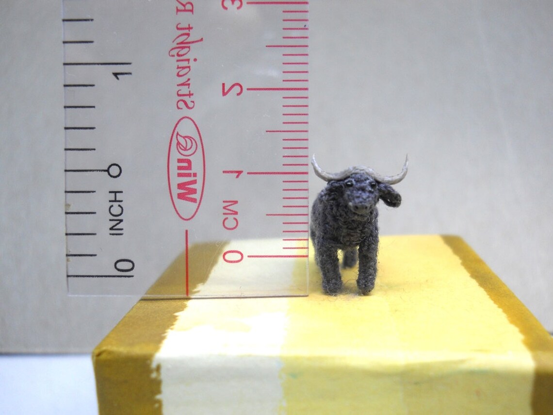Micro Water Buffalo - Tiny Amigurumi Miniature Crochet Stuffed Animal ...