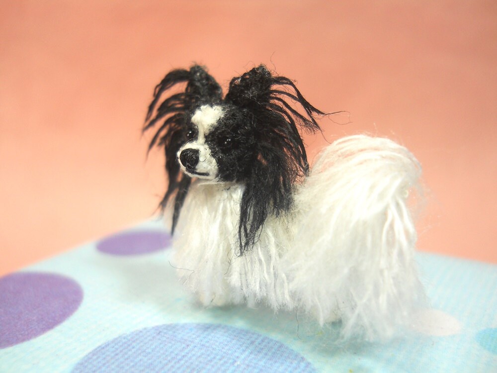 Mini Papillon Dog Tiny Crochet Miniature Dog Stuffed Animals - Etsy 日本