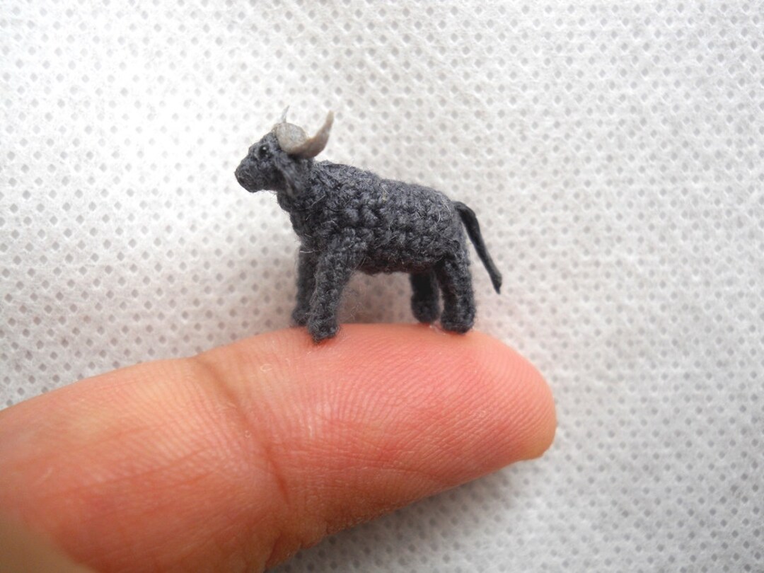 Micro Water Buffalo - Tiny Amigurumi Miniature Crochet Stuffed Animal ...