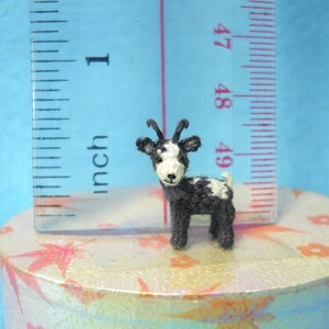 1/2 Inch Mini Goat, White Grey - Micro Miniature Crochet Stuffed Animal ...