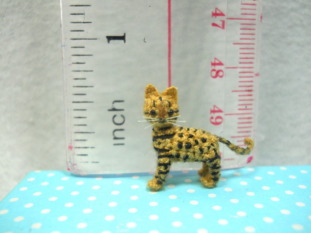 Micro Miniature Bengal Cat Tiny Crochet Miniature Cat - Etsy