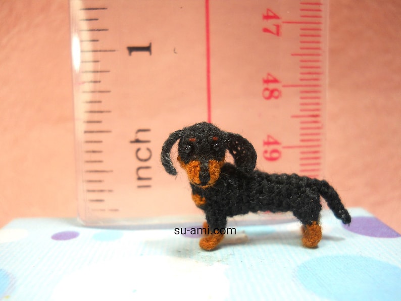 1 Inch Dachshund Sausage Dog Amigurumi Tiny Crochet - Etsy