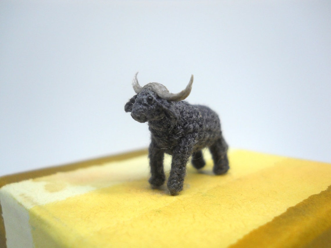 Micro Water Buffalo - Tiny Amigurumi Miniature Crochet Stuffed Animal ...