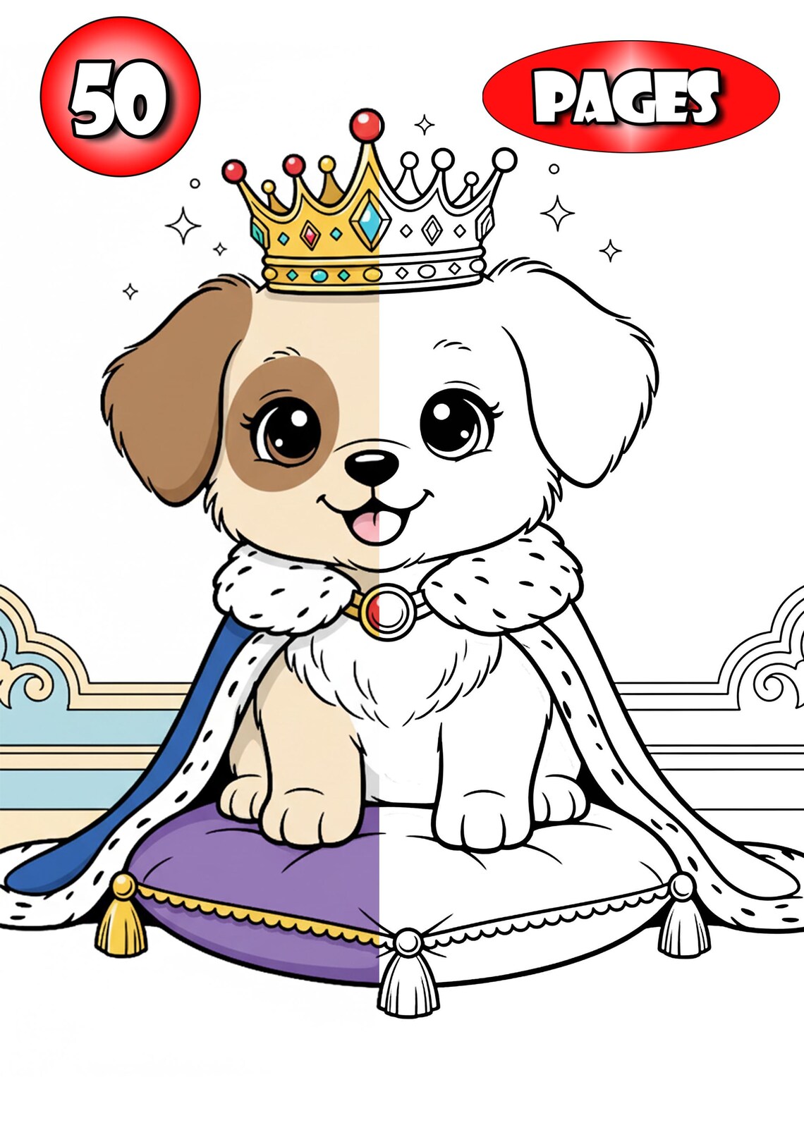 Cute Dog Coloring 50 Pages (PDF) - Etsy