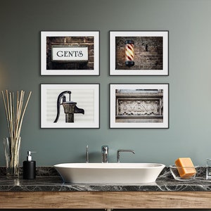 Mens Bathroom Wall Art Print Set of 4 - Boys Bathroom Decor - Gift for ...