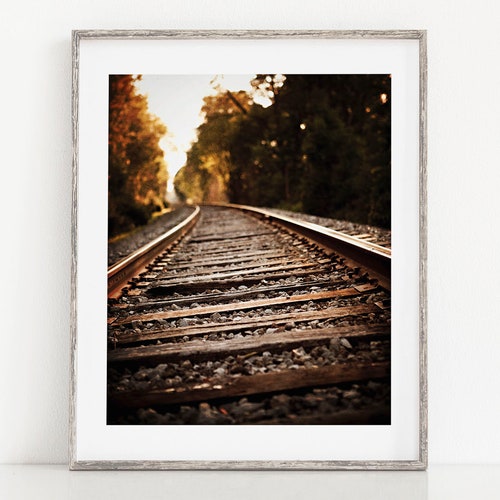 Train Tracks in Fall Wall Art Canvas Print. Railroad Tracks - Etsy