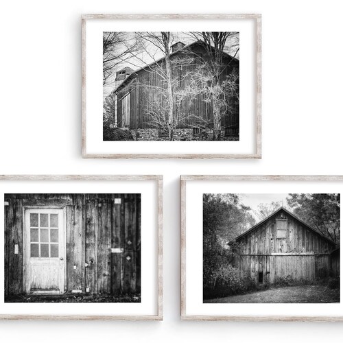 Black and White Rustic Architecture Wall Art Decor Farmhouse - Etsy