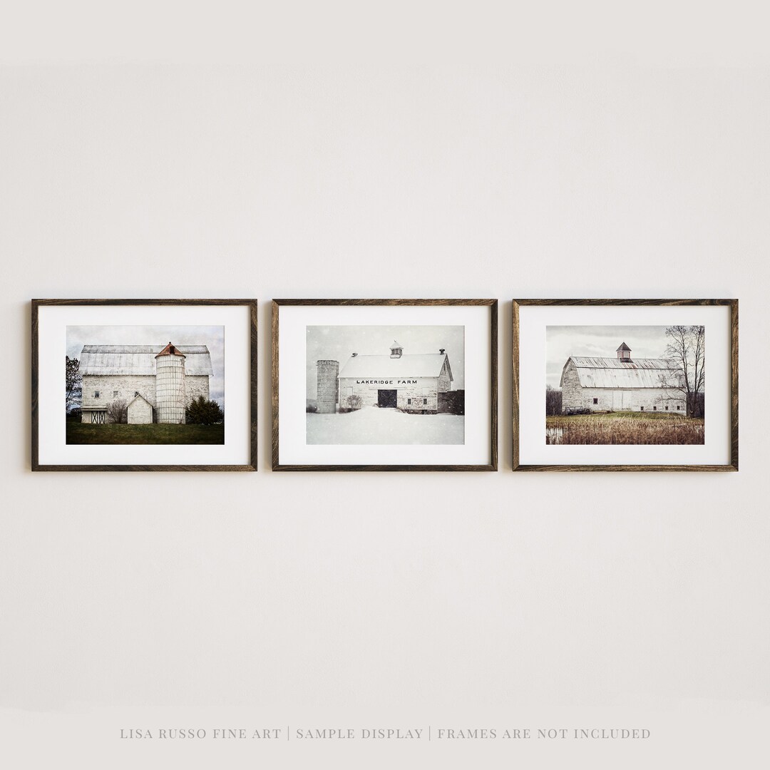 Rustic Barn Landscape Photography Set, Modern Farmhouse Home Décor ...