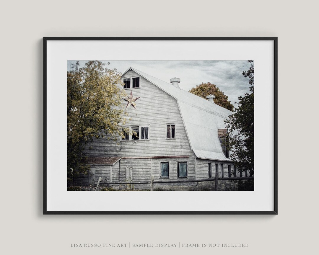White Barn Landscape Print: Rustic Farmhouse Wall Art - Etsy