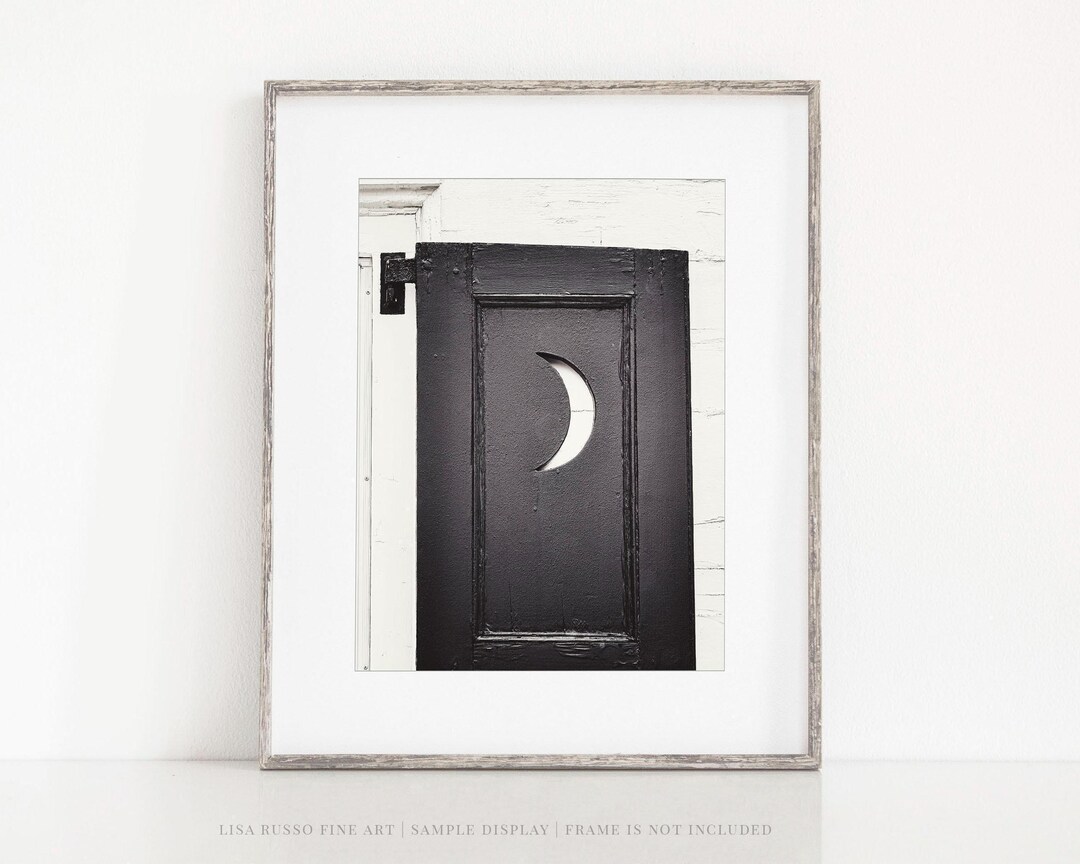 Whimsical Outhouse Moon Print: Black Farmhouse Bathroom Art - Etsy