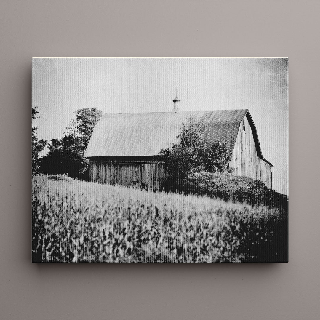 Black and White Farmhouse Canvas Wall Art - Ready to Hang Large Print ...