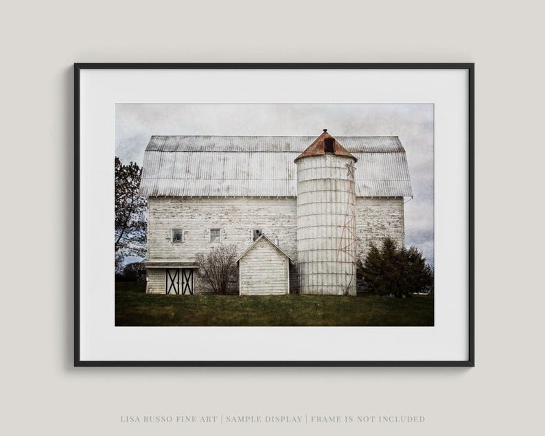 White Barn Landscape Print: Farmhouse Rustic Wall Art - Etsy
