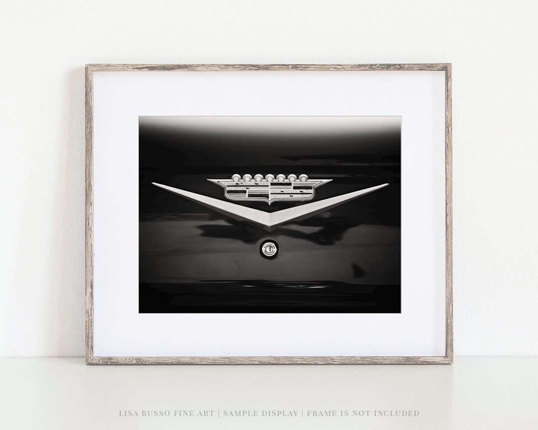 Cadillac Emblem Photo: 1950s Vintage Car Art (black & White) - Etsy