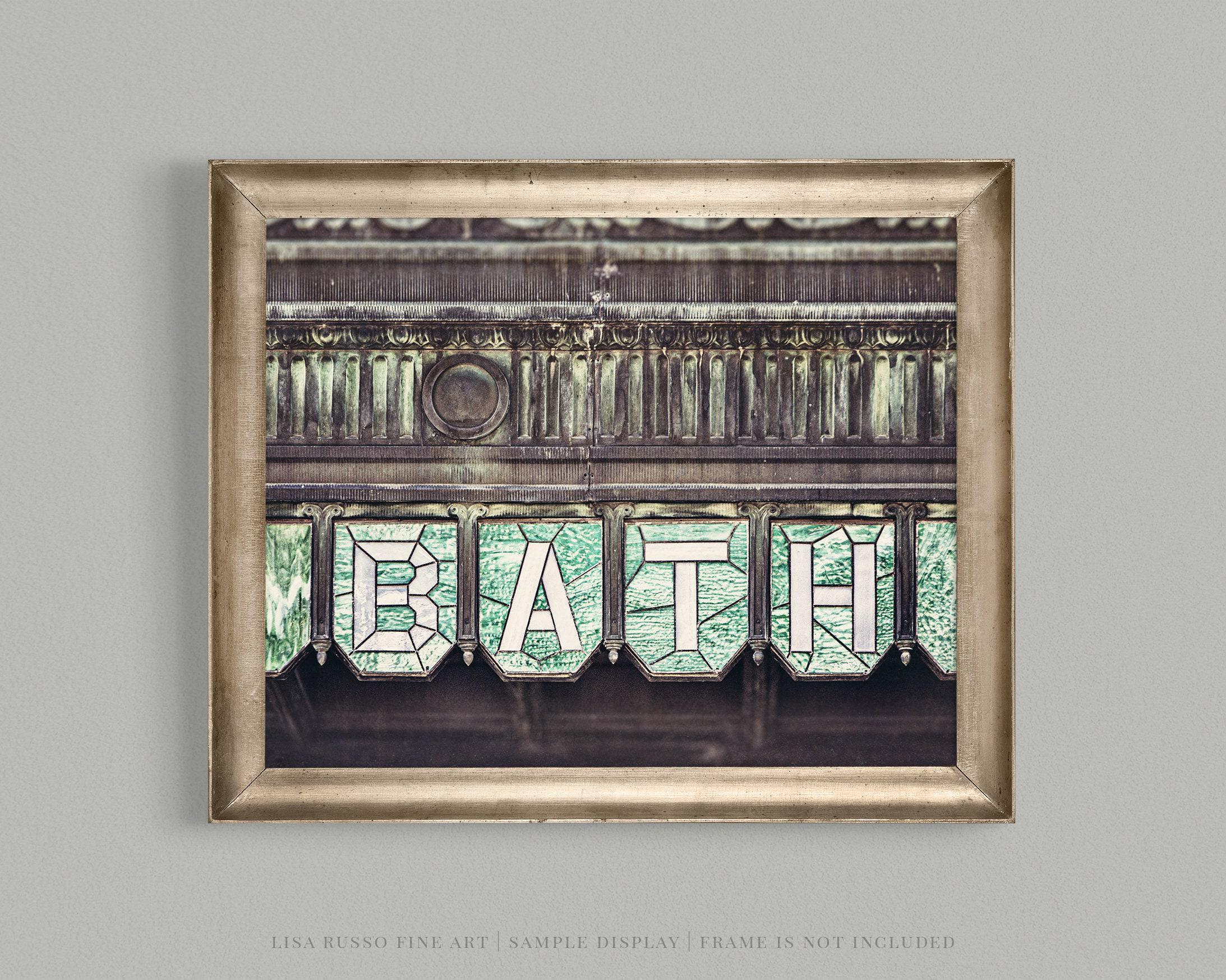 Stained Glass Bath Sign Art Print: Teal Green Bathroom Decor - Etsy