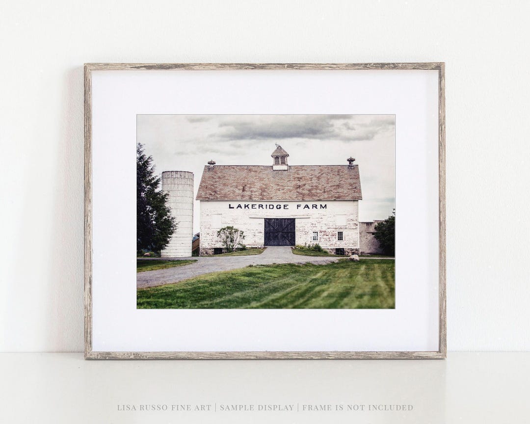 White Barn Landscape Print: Rustic Farmhouse Wall Art - Etsy