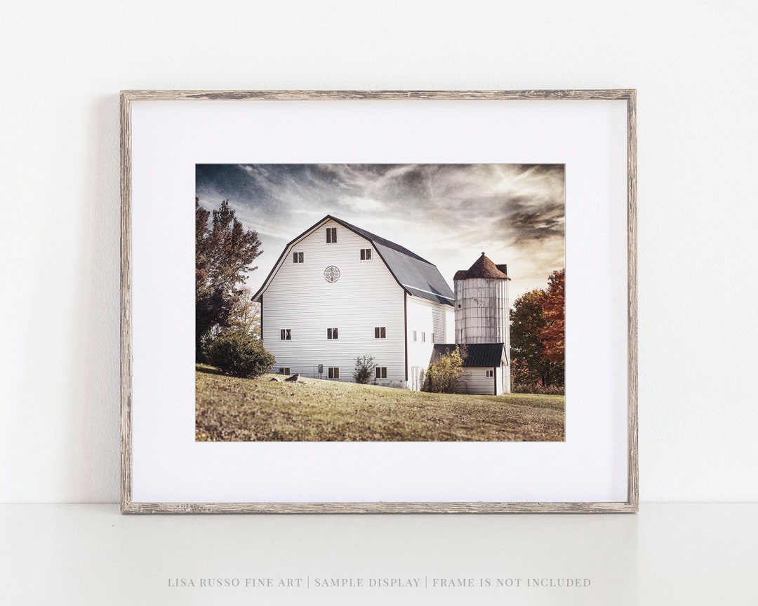 Wall Art Farmhouse Wall Art White Barn Landscape Print - Etsy