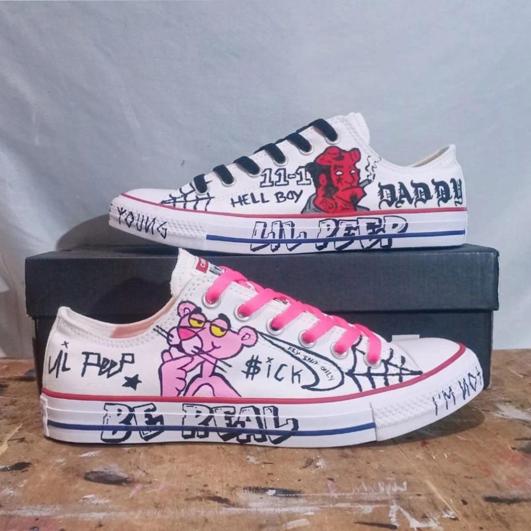 Custom Converse Low Lil Peep Shoes – Hand-painted Punk Rock Shoes for ...