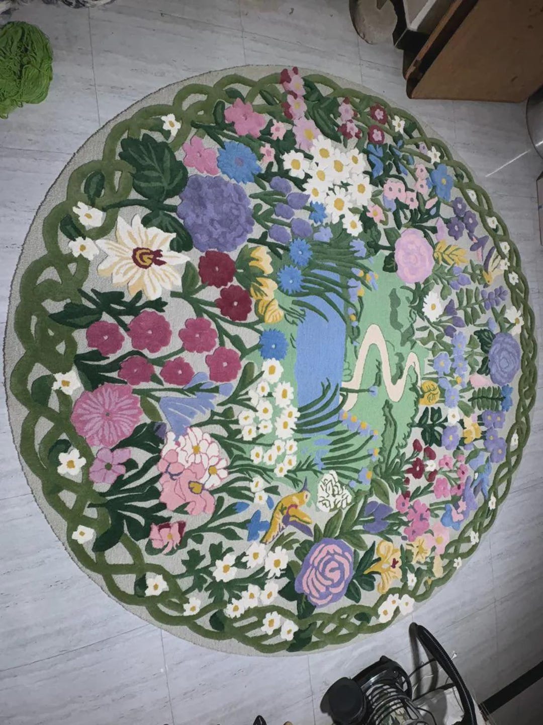 Hand-tufted Wool Round Rug: Cottagecore Floral Meadow Design, for Your ...