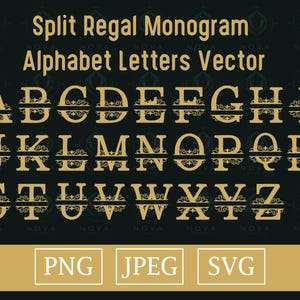 Split Regal Monogram Alphabet Letters | Decorative Vintage Font | SVG ...