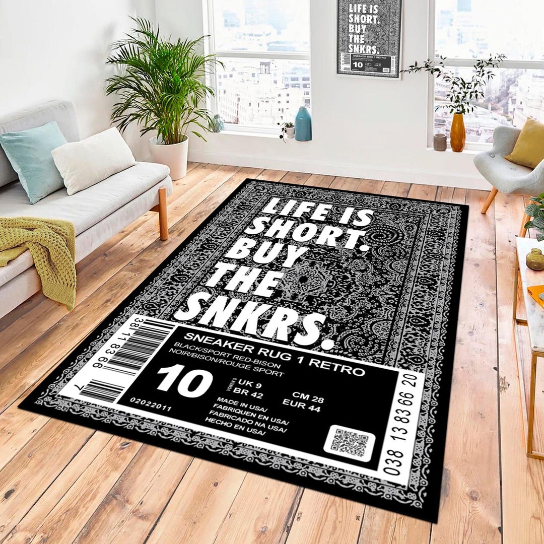 Sneaker Rug, 'life is Short Buy the Sneakers', Urban Streetwear Decor ...