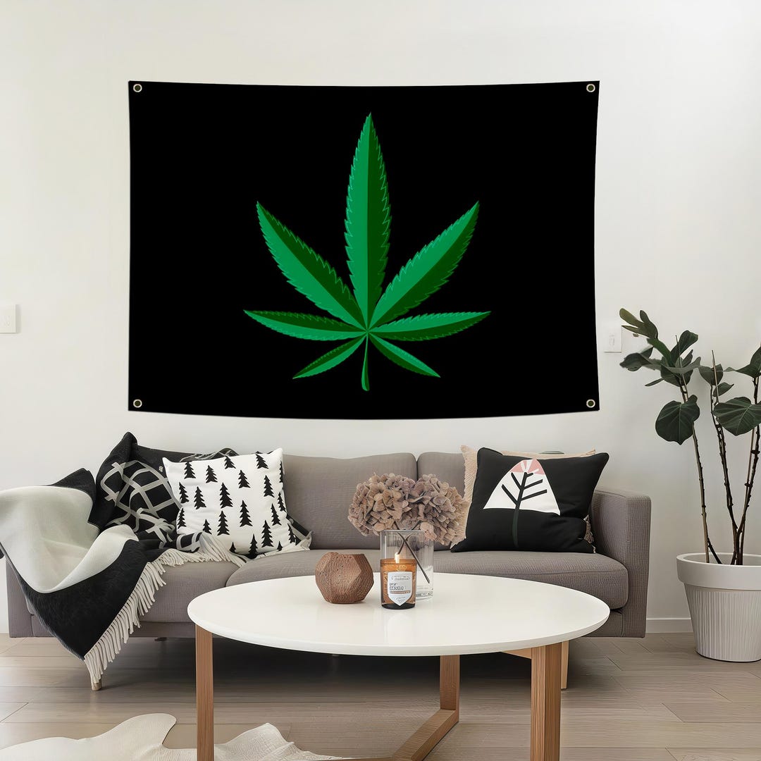 Minimalist Green Weed Leaf,cannabis Leaf Rug,wall Tapestry,tapestry ...