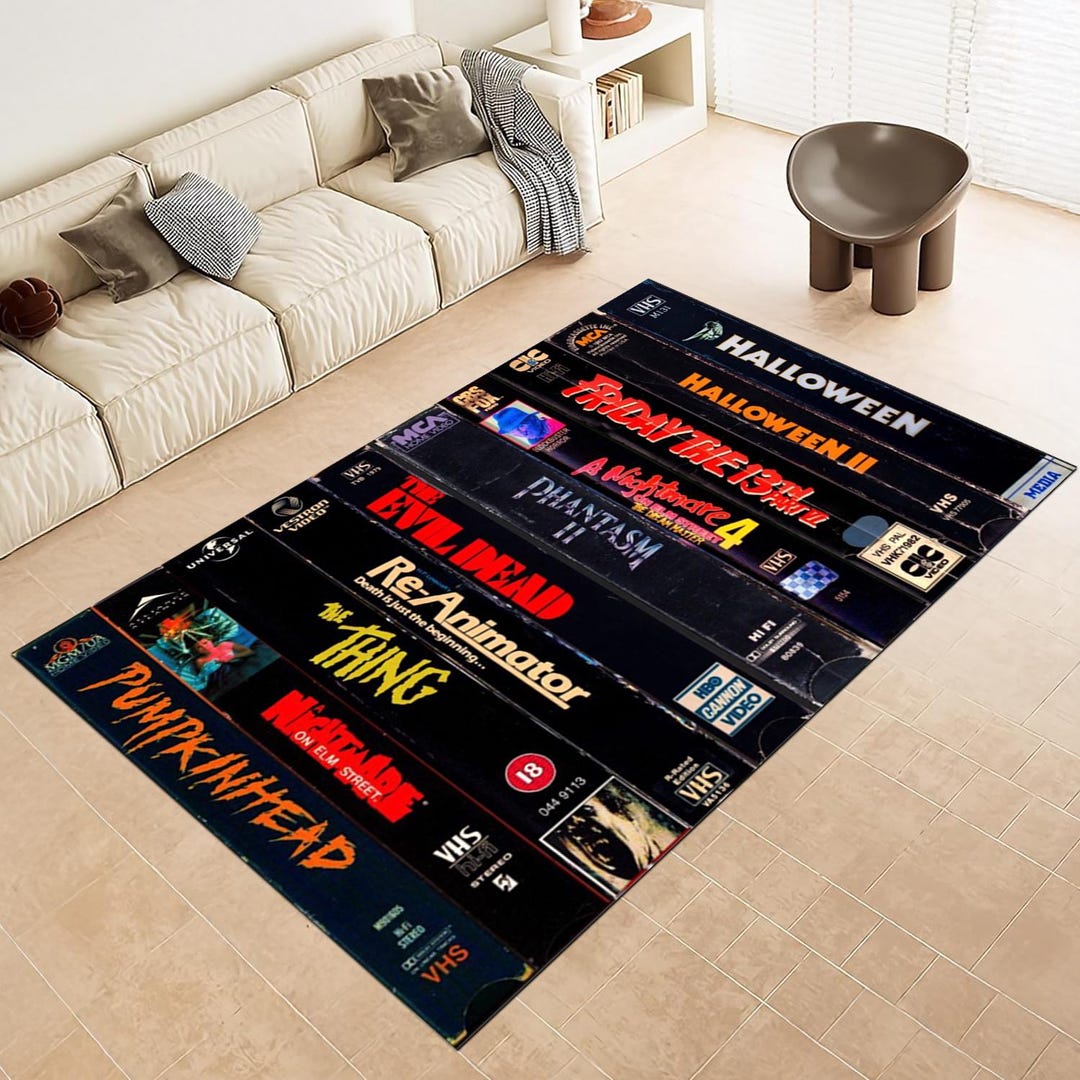Horror Movie VHS Rug, 80s Cinema Carpet, Halloween Decor - Etsy