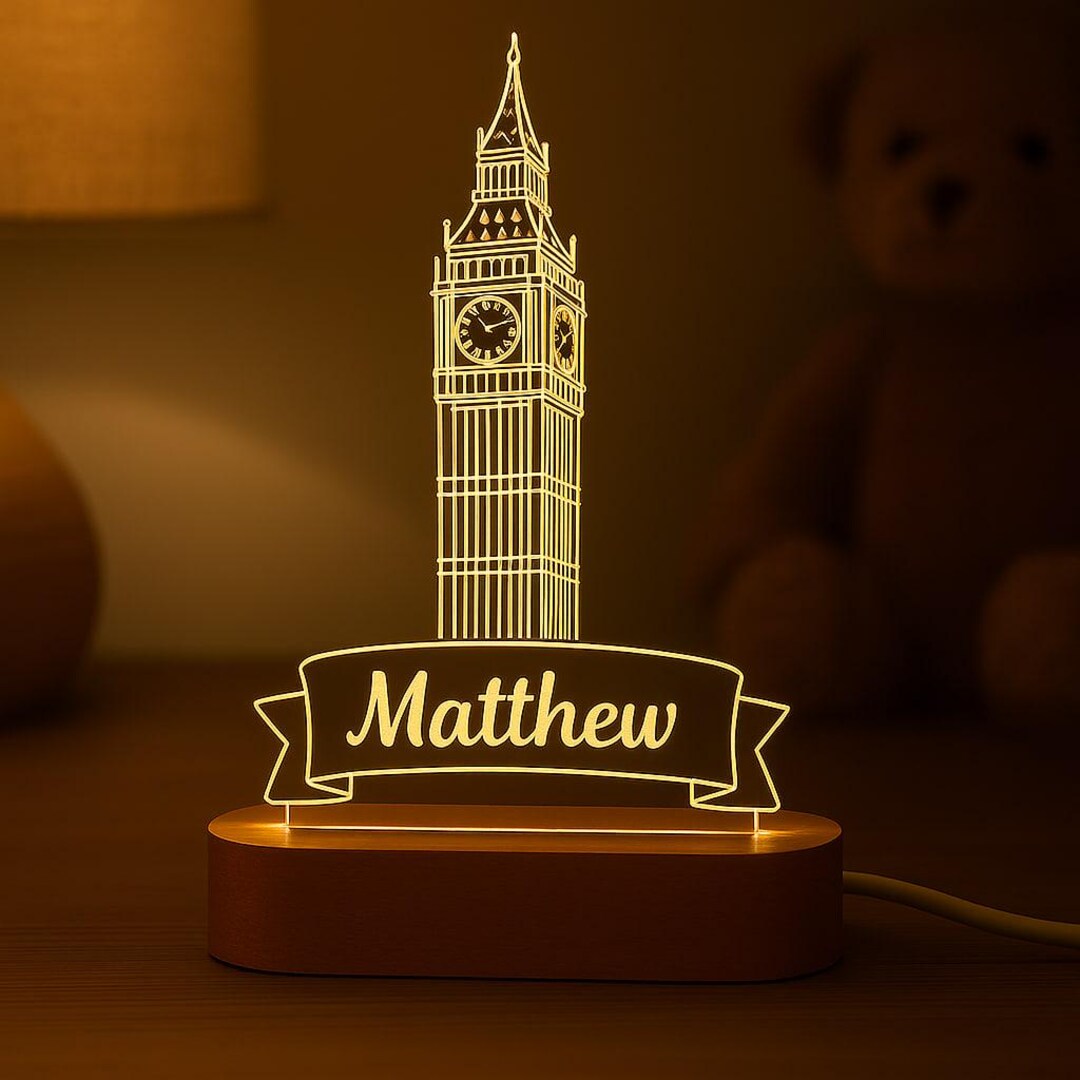 Big Ben Night Light | Personalized LED Acrylic Lamp With Name | London ...