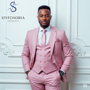 Men's Light Pink 3-piece Suit: Custom Tailored Wedding Formal Wear - Etsy