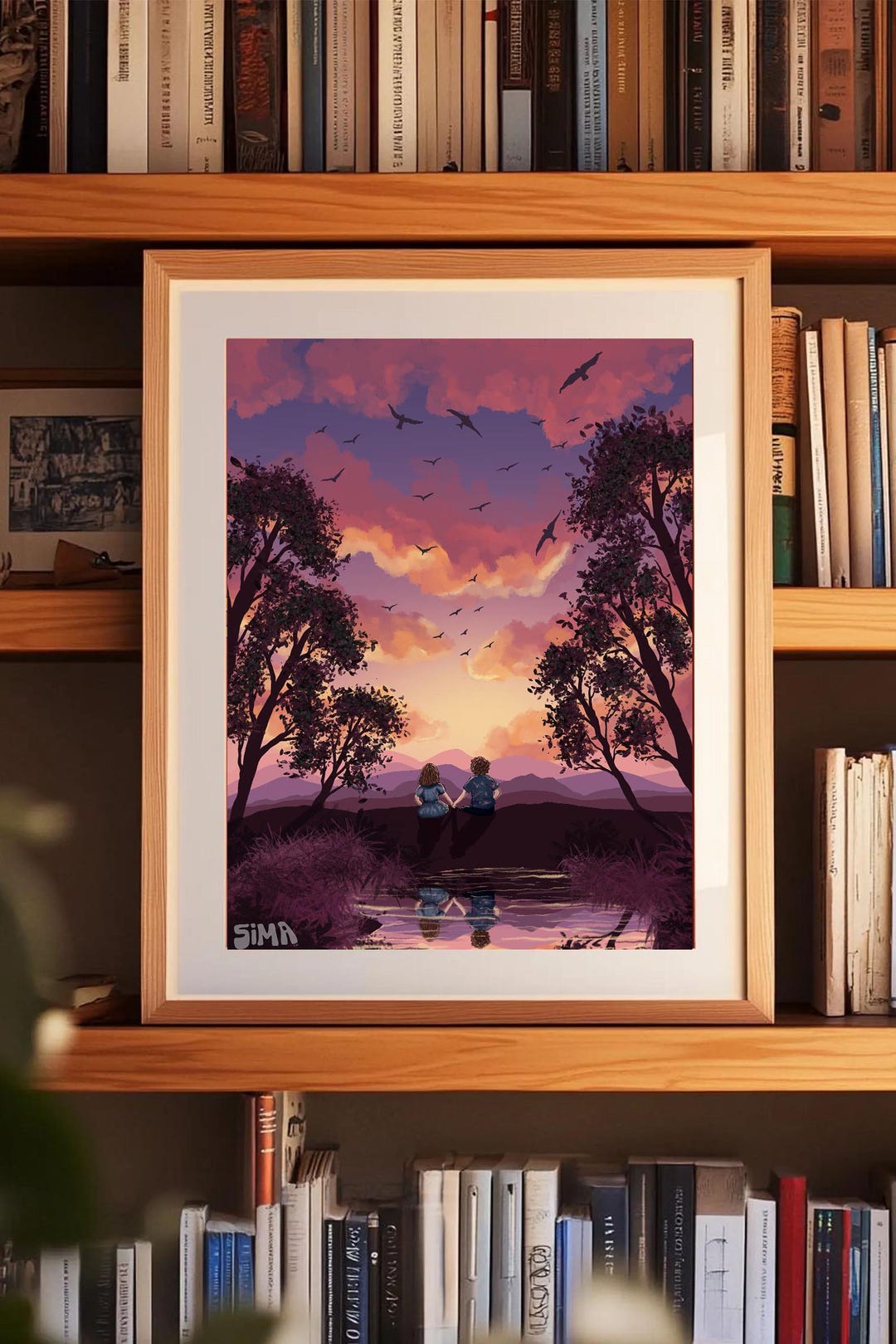 Romantic Sunset Digital Print | Couple Silhouette Wall Art | Printable ...