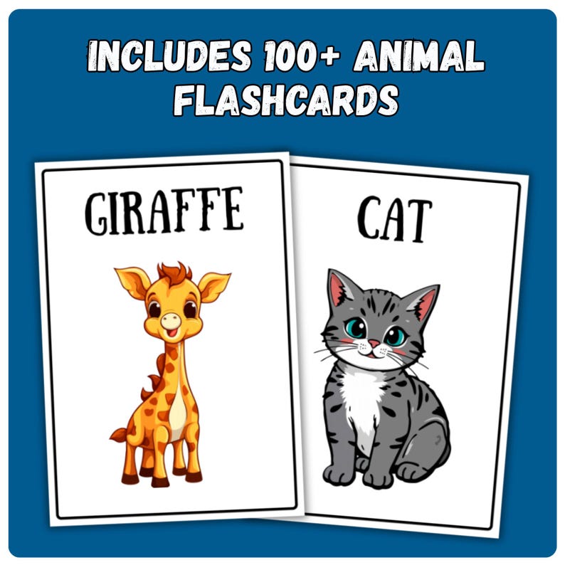 Printable Animal Flashcards, Montessori Learning Cards (PDF) - Etsy