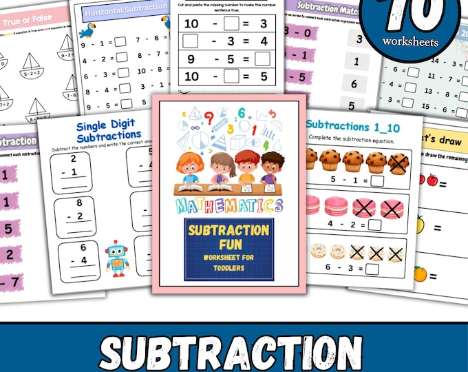 Kindergarten Math Worksheets. Picture Subtraction. Distance Learning ...