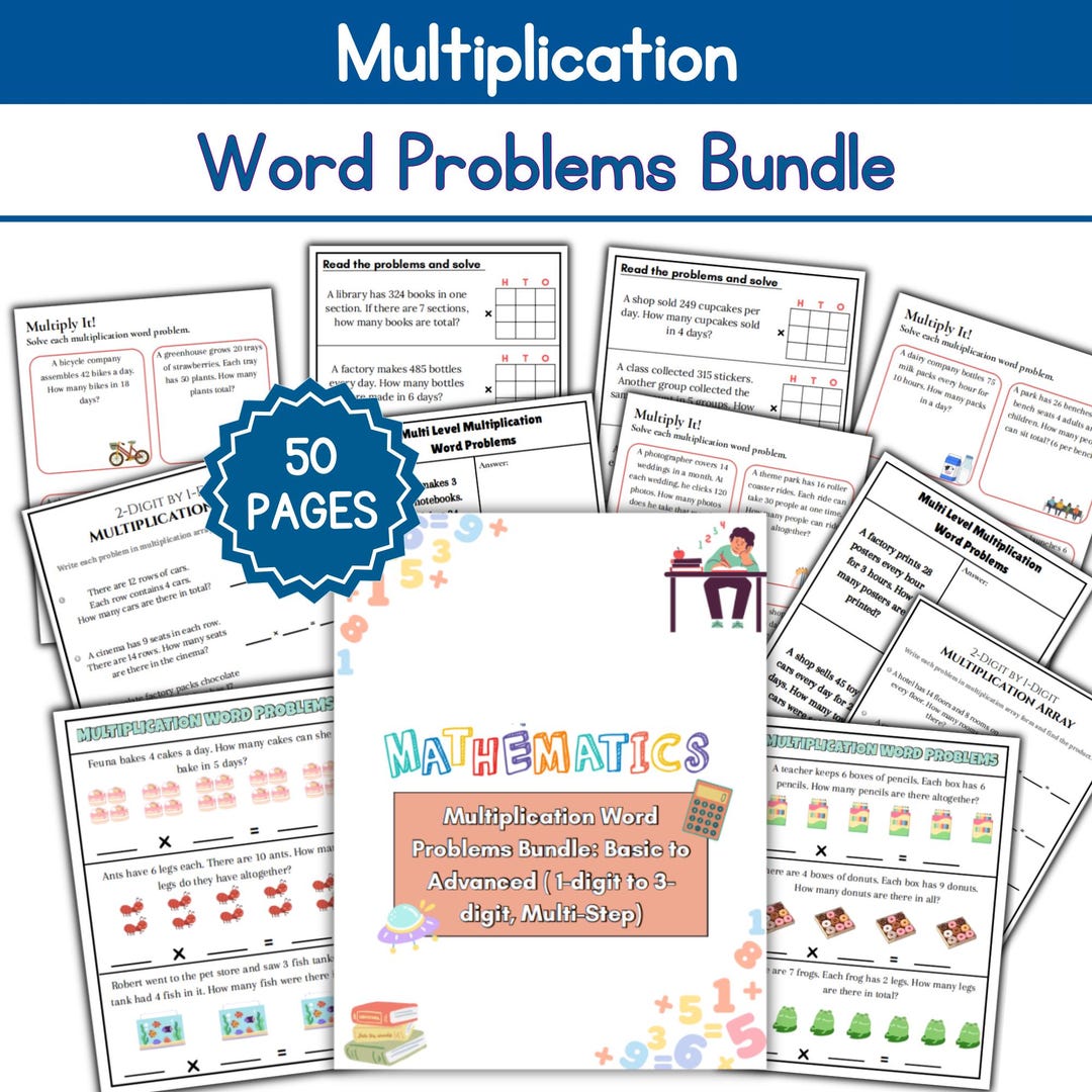 Multiplication Word Problems Busy Book 4-6 Years Kid| Math Worksheets ...