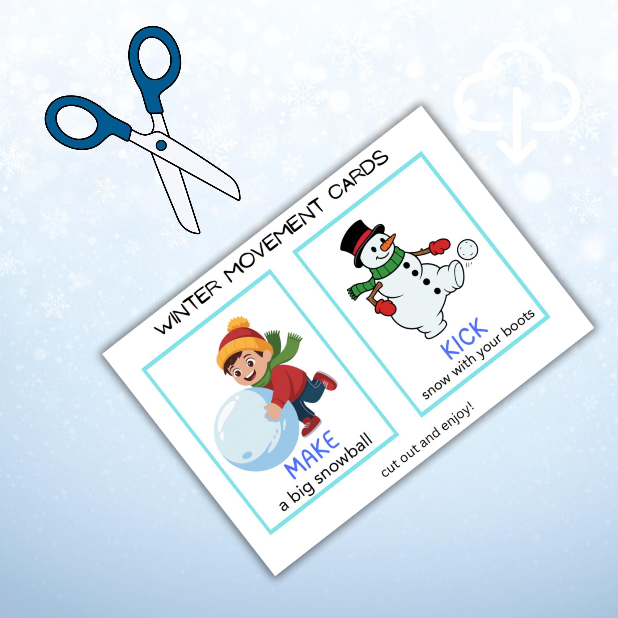 Winter Movement Cards Printable for Kids, Gross Motor Activity, 24 ...