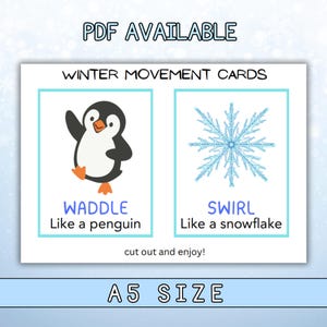 Winter Movement Cards Printable for Kids, Gross Motor Activity, 24 ...