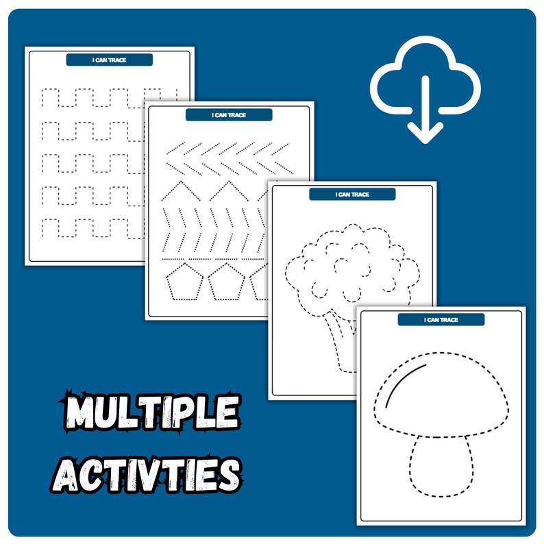 Preschool Tracing Worksheets, Lines Shapes Practice, Toddler Busy Book ...