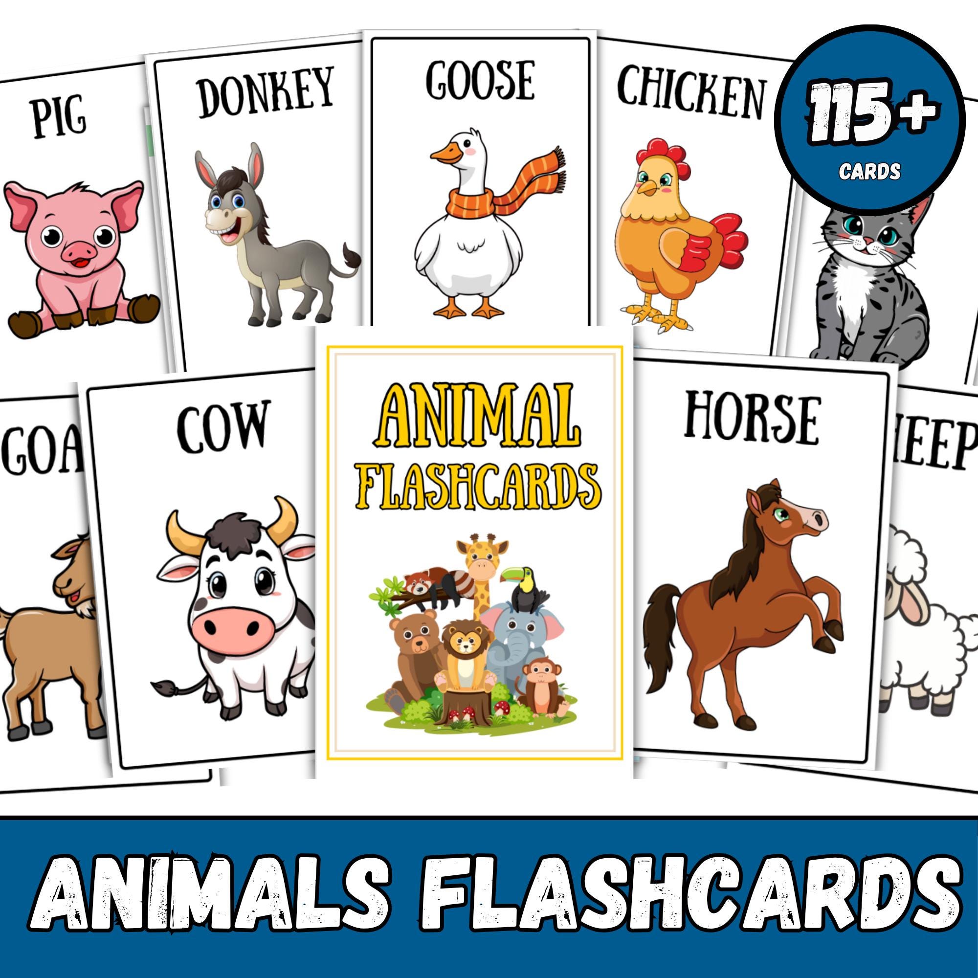 Printable Animal Flashcards, Montessori Learning Cards (PDF) - Etsy