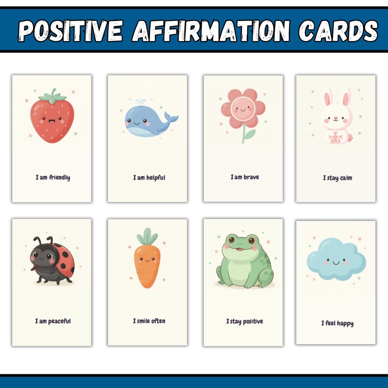 Positive Affirmation Flashcards for Kids, Printable Encouragement Cards ...