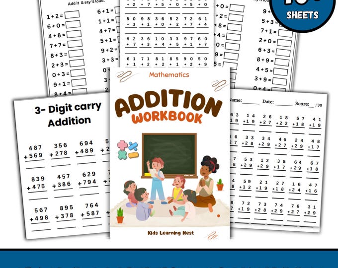 10 Printable Addition Worksheets, Fill in the Blanks - Single and ...