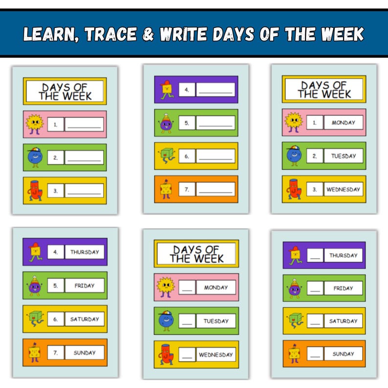 Printable Days of the Week & Months of the Year Worksheets | Tracing ...