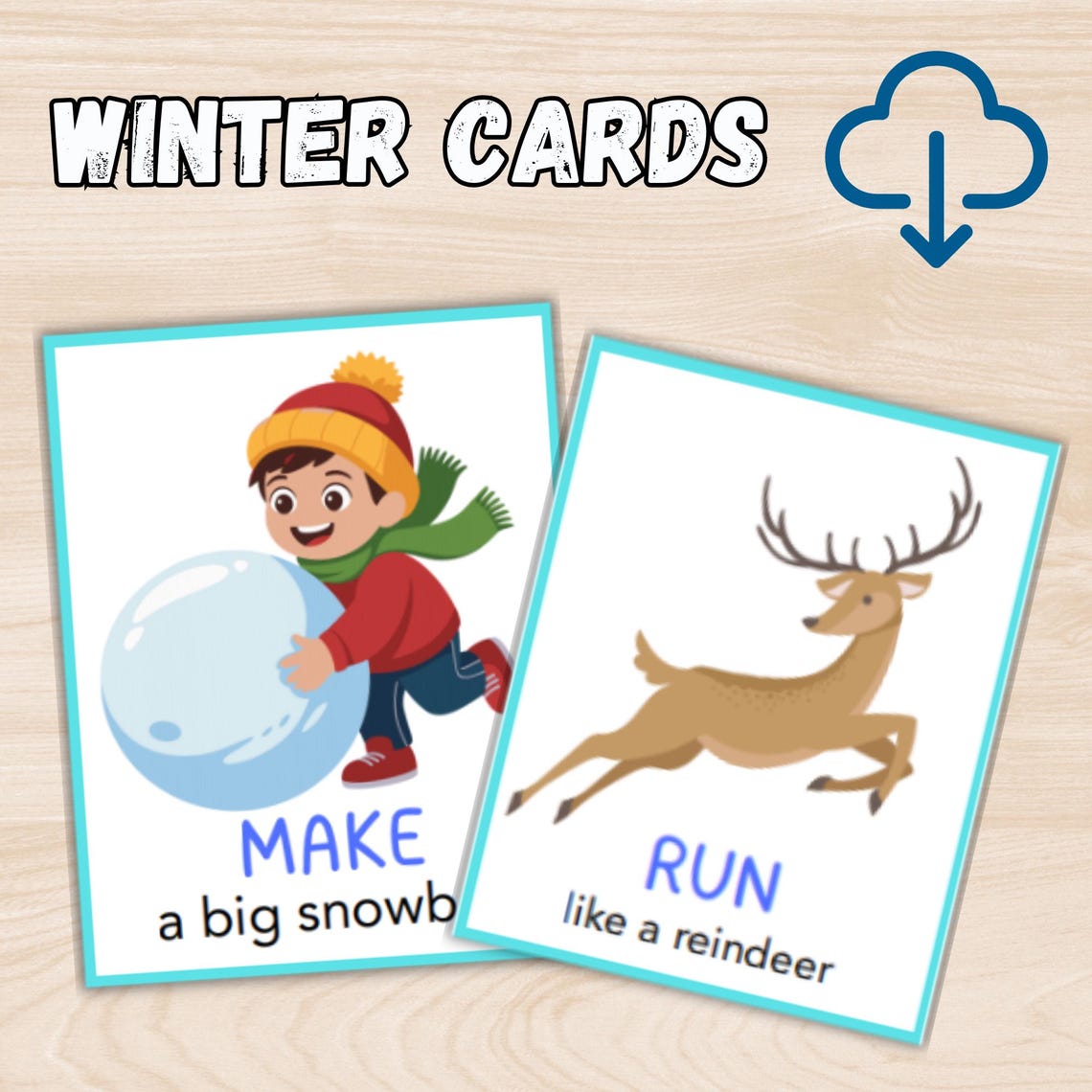 Winter Movement Cards Printable for Kids, Gross Motor Activity, 24 ...