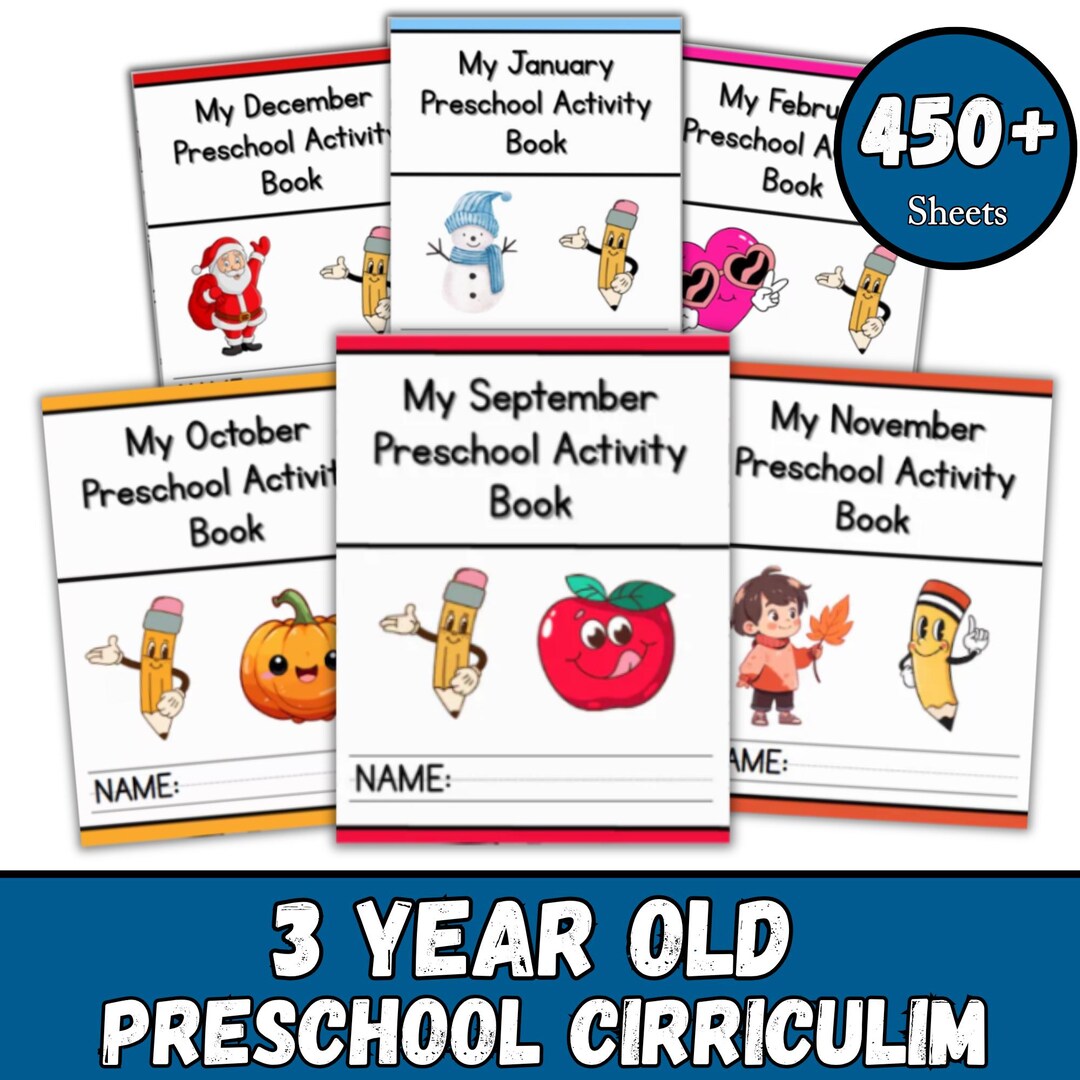 Full Year Preschool Curriculum Bundle, Age 3 Busy Book, Pre-k ...