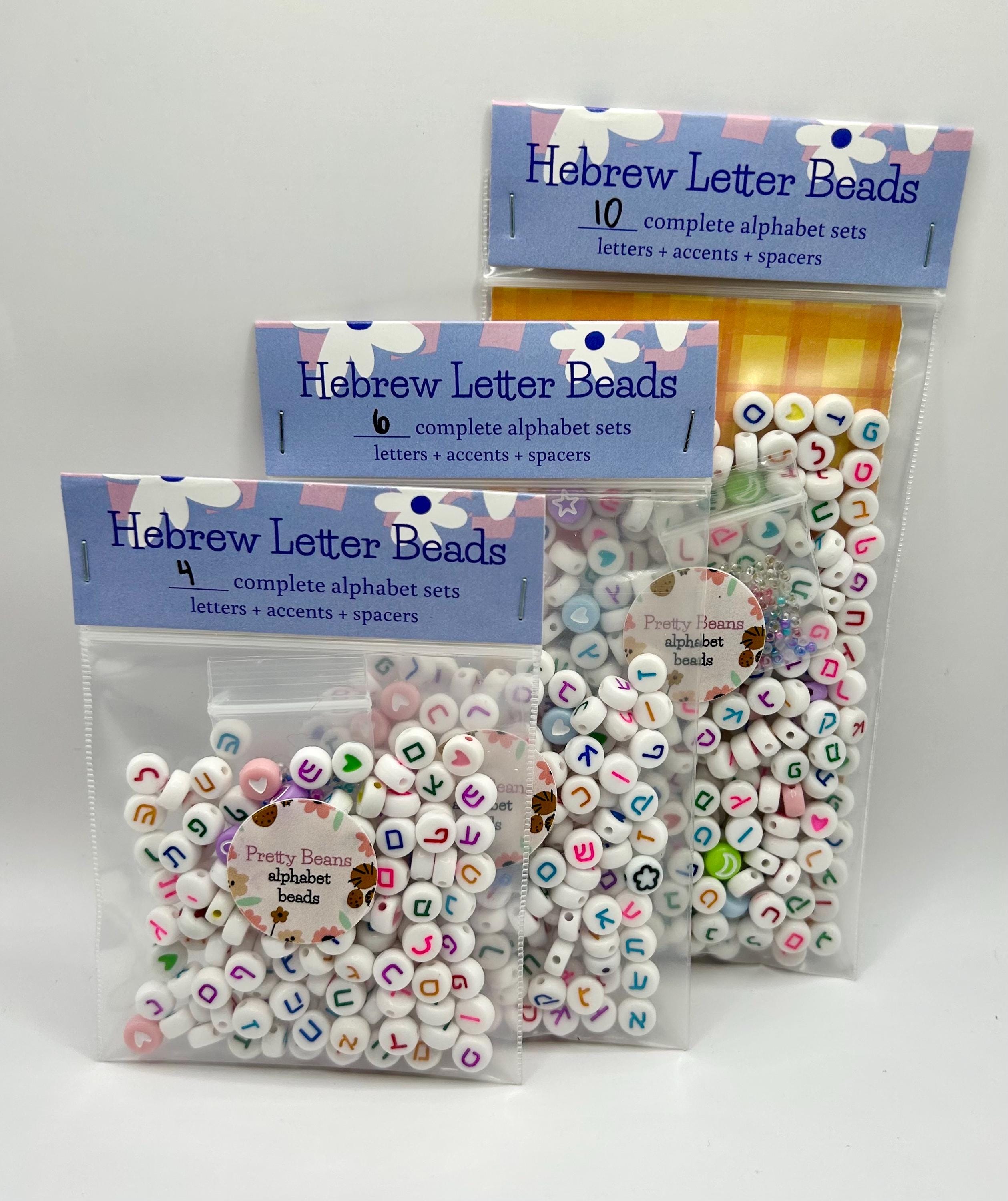Colorful Hebrew Alphabet Letter Beads: 7mm DIY Jewelry Supplies - New ...